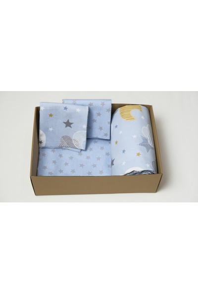 Puro Cotone Poplin Kumaş Bebek Nevresim Takımı (Mavi Renk-Yıldız Desenli) Puro Cotone Poplin Kumaş Bebek Nevresim Takımı (Mavi Renk-Yıldız Desenli)