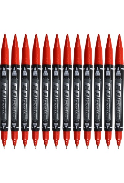 Gxin Asetat Kalemi Çift Taraflı Uç 0.5-1.0 mm Kırmızı 12 Adet