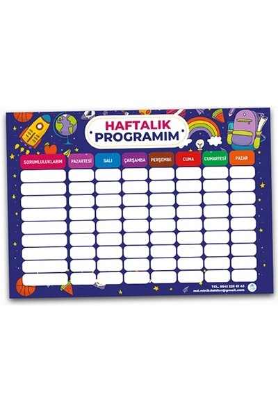 Haftalık Program Pano Kağıdı Haftalık Program Pano Kağıdı