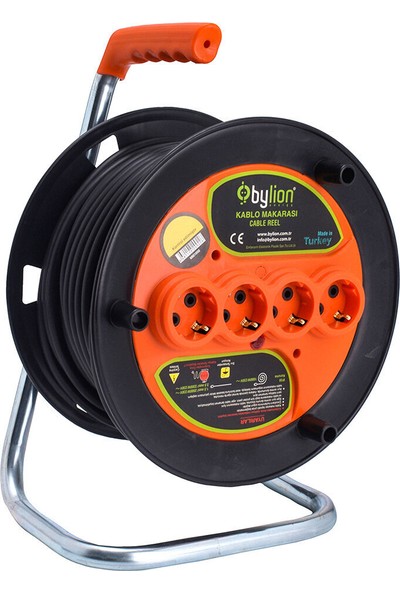 Bylion Seyyar Uzatma Kablolu ve Grup Prizli Plastik Makara 3x2.5mm² 30 Metre Bylion Seyyar Uzatma Kablolu ve Grup Prizli Plastik Makara 3x2.5mm² 30 Metre