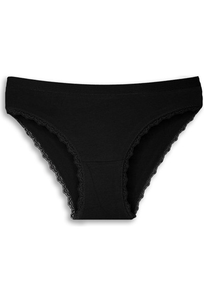 Gümüş Gümüş Siyah Kenarları Dantelli Slip Kadın Külot TM694 Gümüş Gümüş Siyah Kenarları Dantelli Slip Kadın Külot TM694
