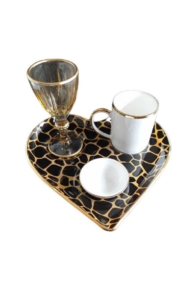 Lavin 4 Lü Sunum Tabağı Leopar Desenli