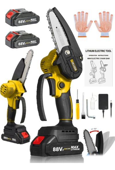 Graizer Alman 88 V 5 Ah Akülü Dal Kesme Budama Testere Bıçkı Makinesi Çift Akülü Çantalı 15 cm Graizer Alman 88 V 5 Ah Akülü Dal Kesme Budama Testere Bıçkı Makinesi Çift Akülü Çantalı 15 cm