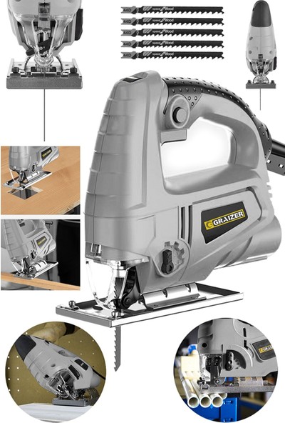 Graizer Alman 4000 W Sjs Metal Şanzuman 6 Kademe Devirli Bakır Sargili Dekupaj Testere Makinesi Grz-Yenı-Kutulu-Dekupaj-5-Uc-Greyy