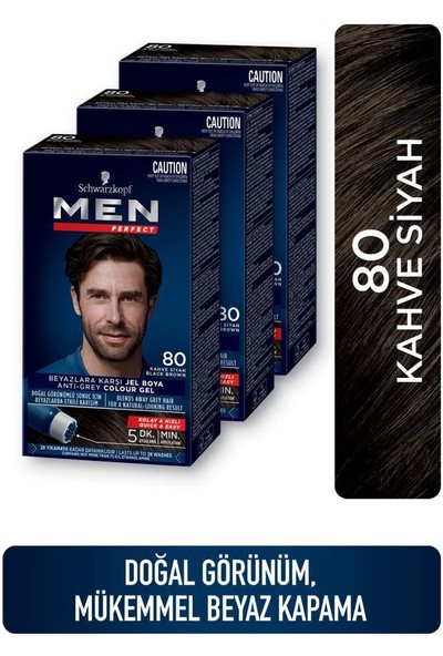 Men Perfect Saç Boyası 80 - Kave Siyah X 3 Adet