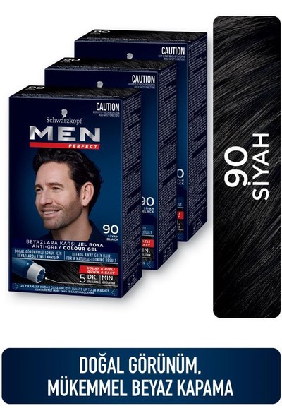 Schwarzkopf Men Perfect Saç Boyası 90 - Siyah x 3 Adet Schwarzkopf Men Perfect Saç Boyası 90 - Siyah x 3 Adet