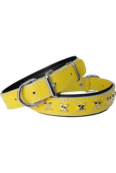 Markapet Deri Metal Işlemeli Köpek Boyun Tasması 3 x 42 - 56 cm Sarı Markapet Deri Metal Işlemeli Köpek Boyun Tasması 3 x 42 - 56 cm Sarı
