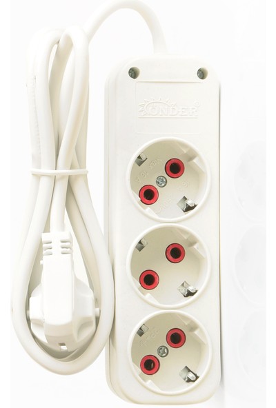 Önder 3'lü Topraklı Ara Kablosu Uzatmalı Seyyar Grup Priz