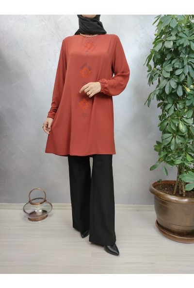 Mihver Tesettür Krep Kumaş Rana Tunik