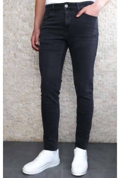 Hlt Jeans Erkek Antrasit Slim Fit Taşlamalı Kot Pantolon HLTHE001939