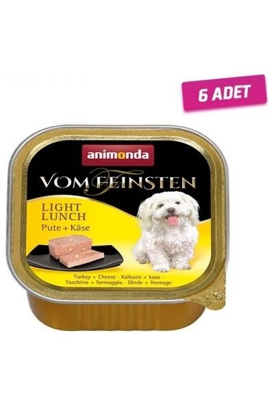 Animonda 6 Adet - Animonda Liğht Hindi ve Peynirli Köpek Konservesi 150 gr