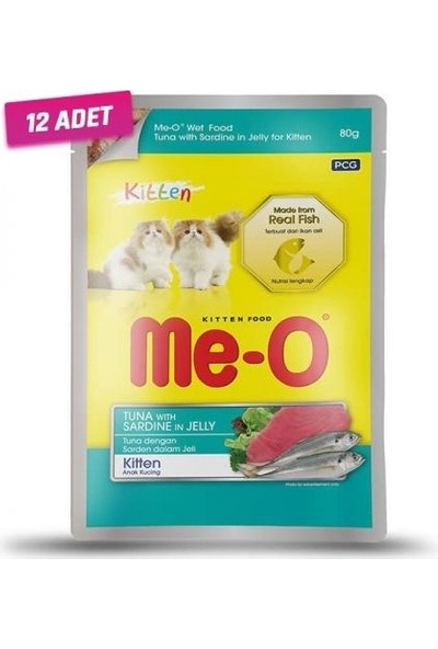 Me-O 12 Adet - Meo Kitten Jöle Içerisinde Ton Balık ve Sardalyalı Yavru Kedi Konservesi 80 gr Me-O 12 Adet - Meo Kitten Jöle Içerisinde Ton Balık ve Sardalyalı Yavru Kedi Konservesi 80 gr