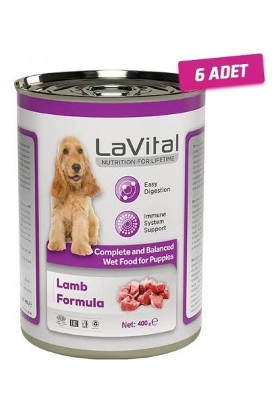 La Vital 6 Adet - Lavital Puppy Kuzulu Bağışıklık Sistemi Destekleyici Yavru Köpek Konservesi 400 gr
