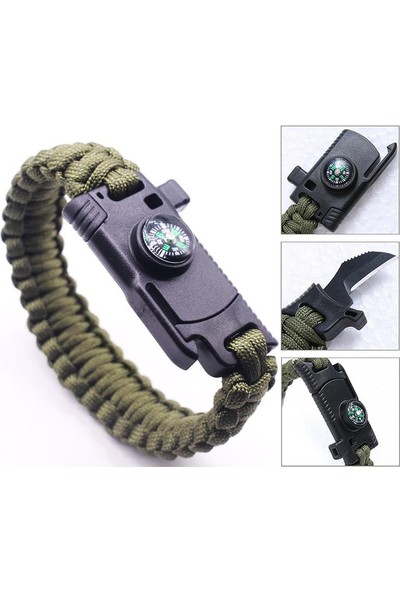 Savex 9595 Pusulalı & Bıçaklı Paracord Bileklik Haki Savex 9595 Pusulalı & Bıçaklı Paracord Bileklik Haki