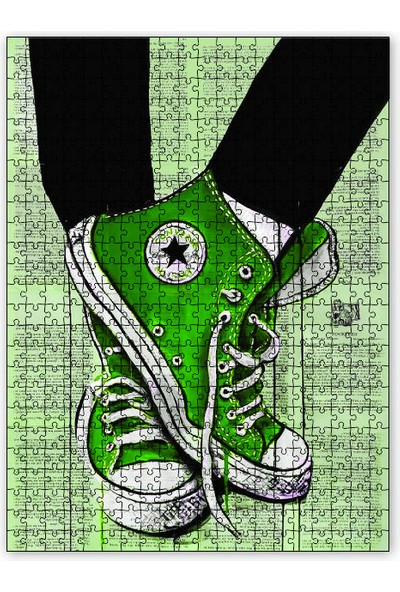 Cakapuzzle Yeşil Converse 120 Parça Puzzle Yapboz Mdf (Ahşap)