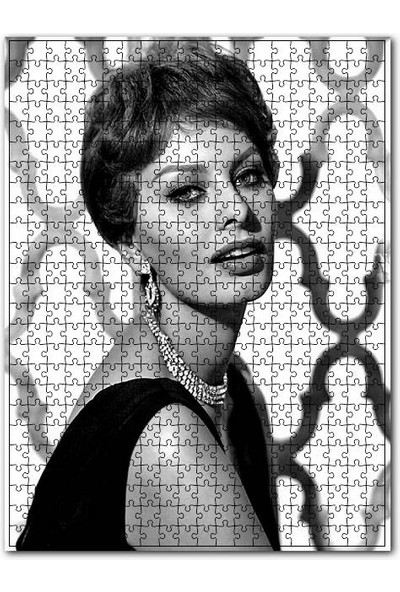 Cakapuzzle Sofia Loren Siyah Beyaz Portre 500 Parça Puzzle Yapboz Mdf (Ahşap)