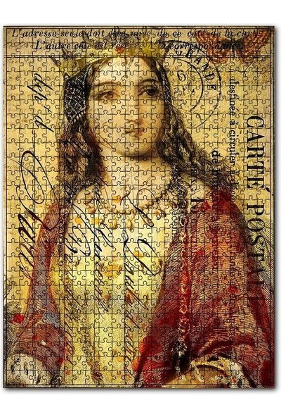 Cakapuzzle Kart Postal ve Kraliçe Görseli 1000 Parça Puzzle Yapboz Mdf (Ahşap)