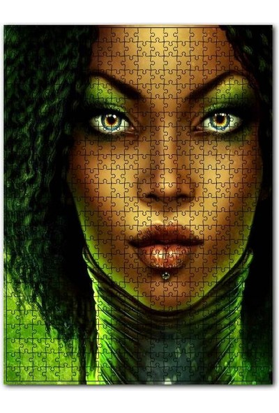 Cakapuzzle Siyahi Kadın ve Yeşil Işıklar 1000 Parça Puzzle Yapboz Mdf (Ahşap)