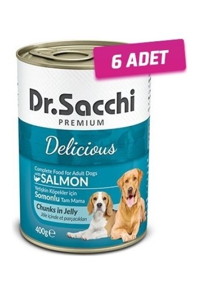 Dr. Sacchi 6 Adet - Dr.sacchi Somonlu Yetişkin Köpek Konservesi 400GR
