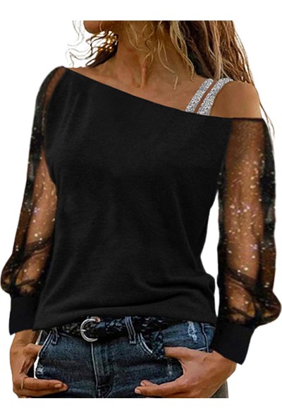 Farfi Şık Gömlek Katı Renk Tüm Maç Kadın Parlak Günlük T-Shirt (Yurt Dışından)