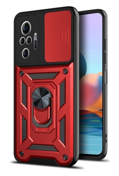 Case 4U Xiaomi Redmi Note 10 Pro Kılıf Kamera Korumalı Sürgülü Vega Yüzüklü Armor Military Tank Zırh Kırmızı Case 4U Xiaomi Redmi Note 10 Pro Kılıf Kamera Korumalı Sürgülü Vega Yüzüklü Armor Military Tank Zırh Kırmızı
