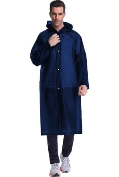 Marlux Kadın Erkek Yağmurluk Kapüşonlu Çıtçıtlı Eva Lacivert Yağmurluk