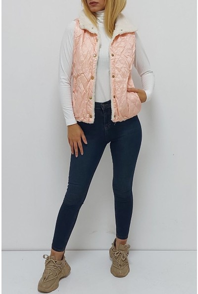 Trdeikons Içi Peluş Yelek Pudra