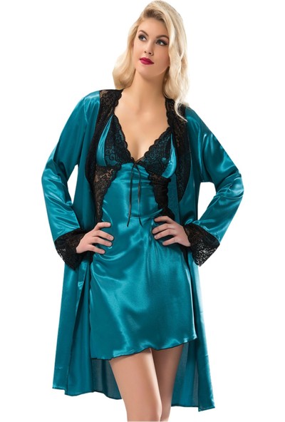 Colezium Clz Saten Gecelik Sabahlık Takım