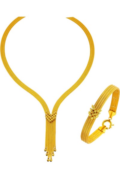 Bilezikci Örgü Zincir Toplu Altın Takı Seti Bilezikci Örgü Zincir Toplu Altın Takı Seti