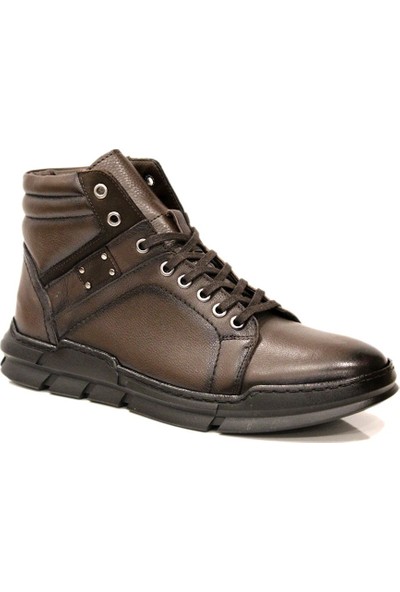 Knıtta Erkek Hakiki Deri Düz Taban Kahve Spor Bot KNT-5005
