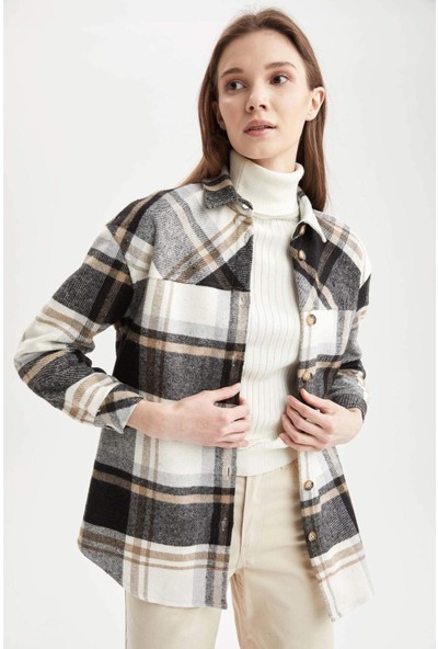 DeFacto Regular Fit Ekose Desenli Uzun Kollu Hamile Gömlek X1726AZ22SP