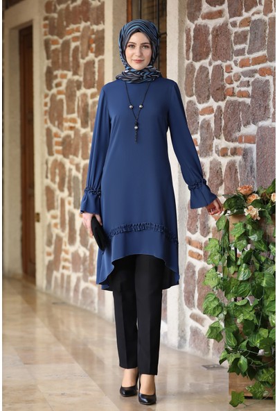 Elben Kadın Tesettür Mira Tunik & Pantolon Ikili Takım - Indigo Elben Kadın Tesettür Mira Tunik & Pantolon Ikili Takım - Indigo