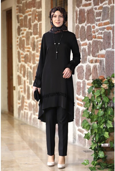 Elben Kadın Tesettür Kadın Mira Tunik & Pantolon Ikili Takım - Siyah