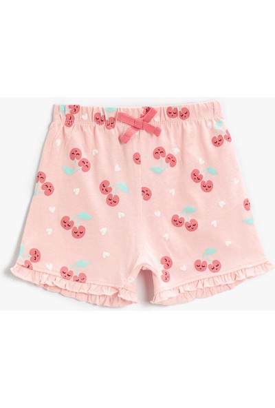 Koton Kiraz Baskılı Beli Lastikli Şort Pamuklu