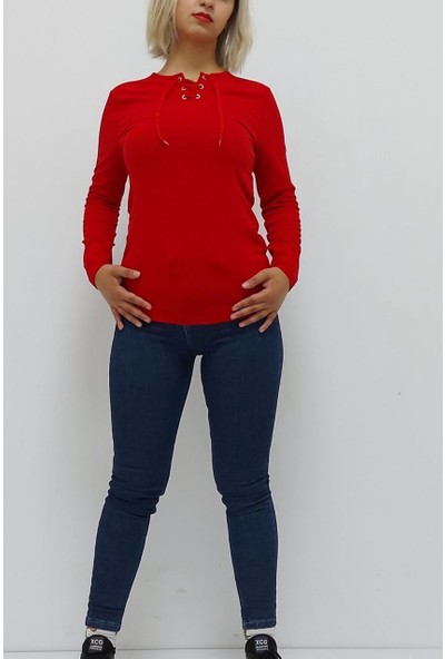 Sue Bağlamalı Bluz Kırmzı