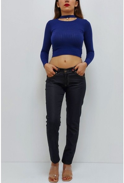 Sue Dar Paça Kot Pantolon Siyah