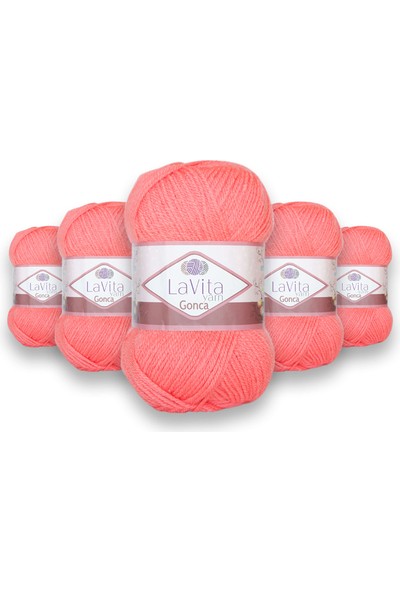 Lavita Yarn Gonca 5'li Paket El Örgü Ipi Taka Yarn (2312-LIVING Turuncu)