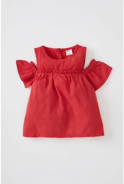 DeFacto Kız Bebek Regular Fit 23 Nisan Bisiklet Yaka Keten Görünümlü Kısa Kollu Gömlek X2272A222SM DeFacto Kız Bebek Regular Fit 23 Nisan Bisiklet Yaka Keten Görünümlü Kısa Kollu Gömlek X2272A222SM