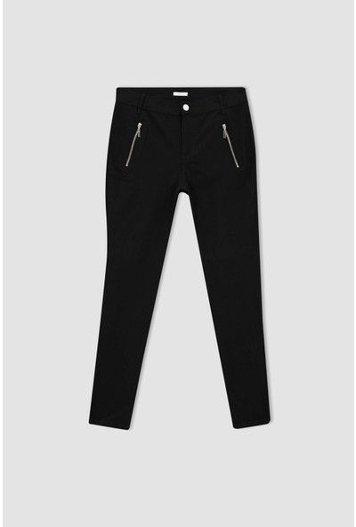 DeFacto DF Plus Slim Fit Fermuar Cepli Büyük Beden Viskon Pantolo X8672AZ22SP