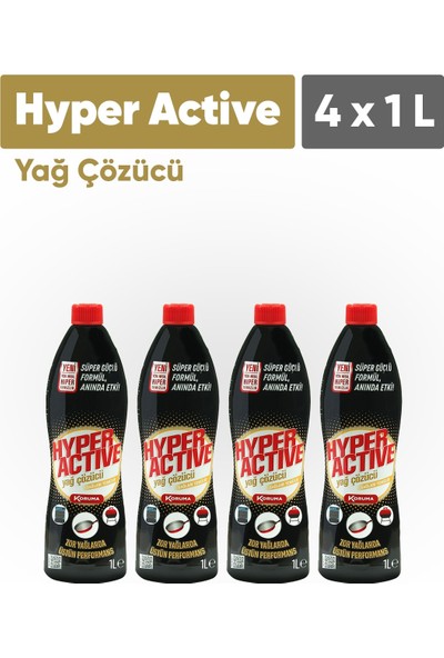 Hyper Active Yağ Çözücü Şişe 1000 ml - 4`lü Paket Hyper Active Yağ Çözücü Şişe 1000 ml - 4`lü Paket