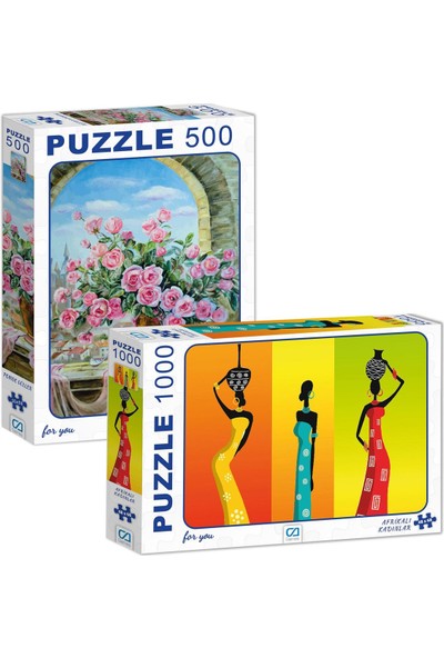 Afrikalı Kadınlar - Pembe Güller 2'li Puzzle Set Afrikalı Kadınlar - Pembe Güller 2'li Puzzle Set