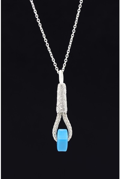 Akyüz Gümüş Mavi Boncuklu Kazaziye Gümüş Kolye 115