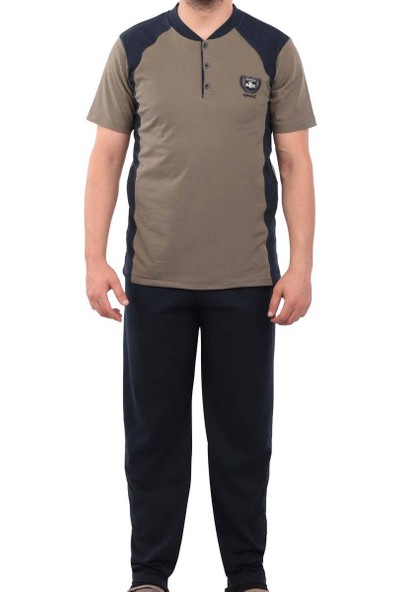 Ercan Düğmeli Kısa Kollu Erkek Pijama Takımı 042 | Haki