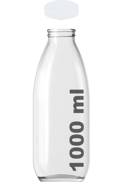 Afracam Süt Ayran Şişesi Şeffaf 1000 ml Plastik Kapaklı Boş Cam Şişe