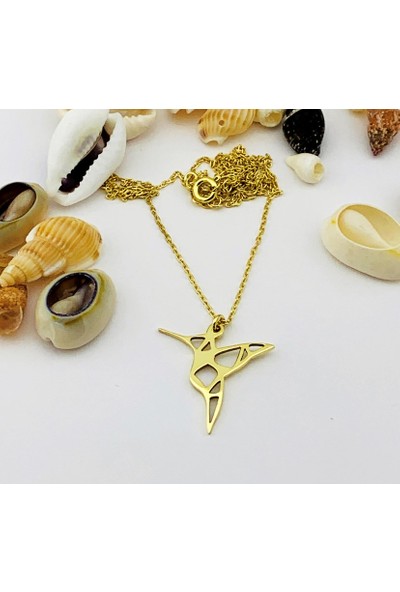 Butik Gümüş Gümüş Origami Sinek Kuşu Kolye (BG-KLY-740)