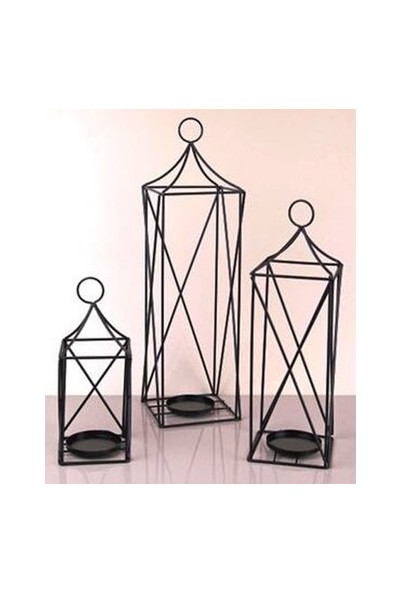 Ferforje 3 'lü Dekoratif Kafes Mumluk