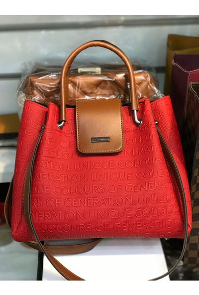 Tales Butik Kadın Demir Saplı Nar Çiçeği Taba Tokalı El ve Omuz Askılı Çanta