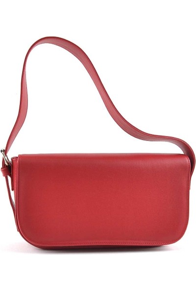 Bags Shoes Kırmızı Baget Kapaklı Klasik Omuz Çantası Bags Shoes Kırmızı Baget Kapaklı Klasik Omuz Çantası