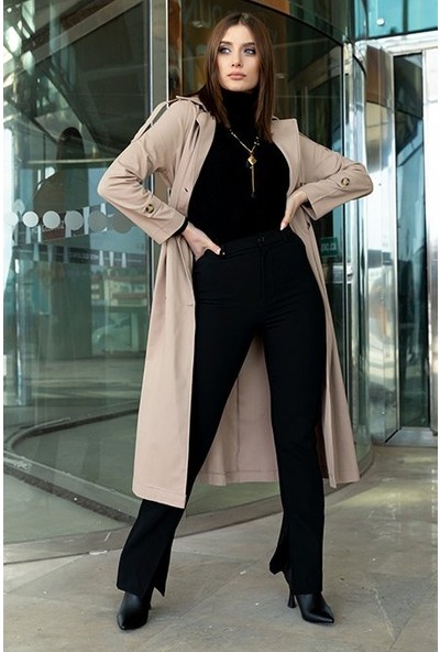 Zenne Düğmeli Uzun Trench Zenne Düğmeli Uzun Trench