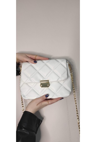 Glamordo Beyaz Suni Deri El Kol Çanta